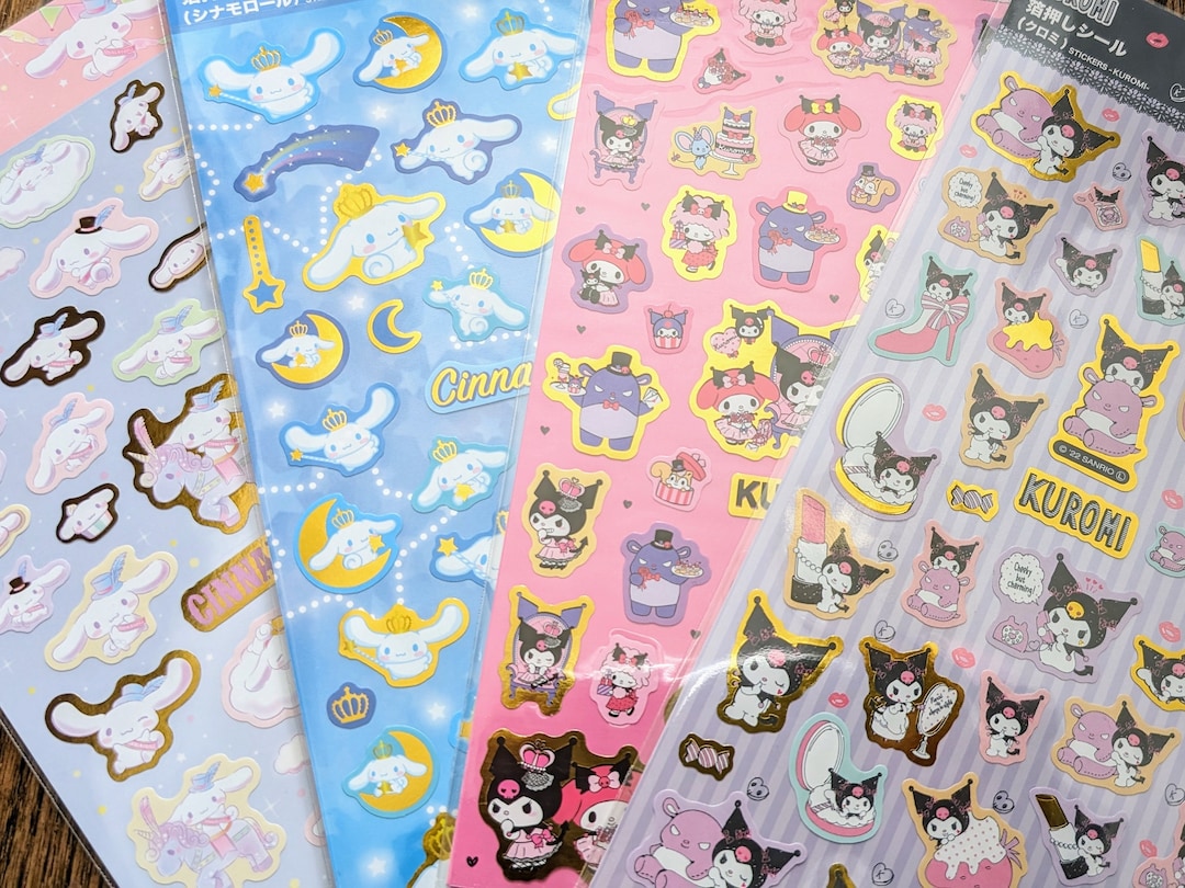 Cinnamoroll Kuromi Sanrio Characters Large Sticker Sheet Gold Borders ...