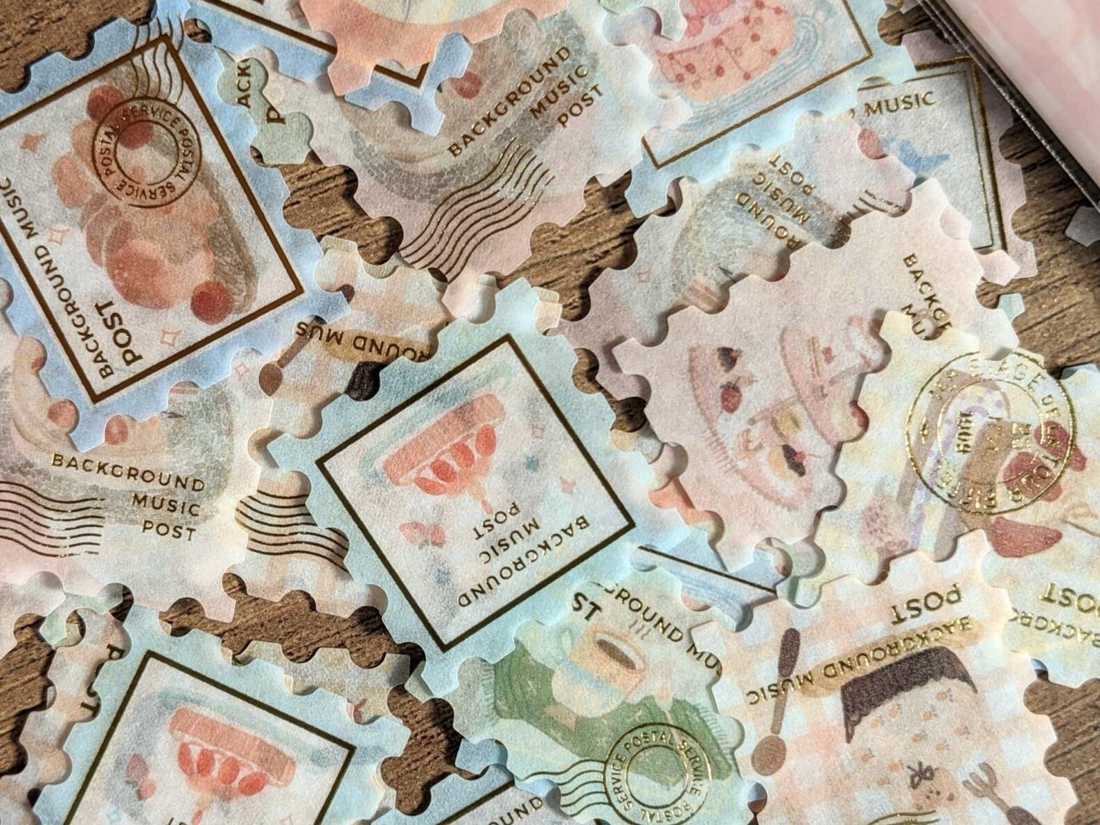 Pink Afternoon Tea | Die Cut | Post Office Stamps | BGM | Washi Sticker ...