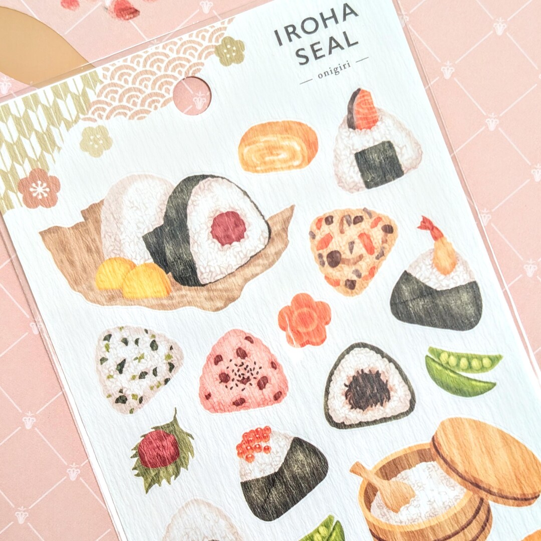 Onigiri Bento | Japanese Meal | Sticker Sheet | Textured Japanese Paper ...