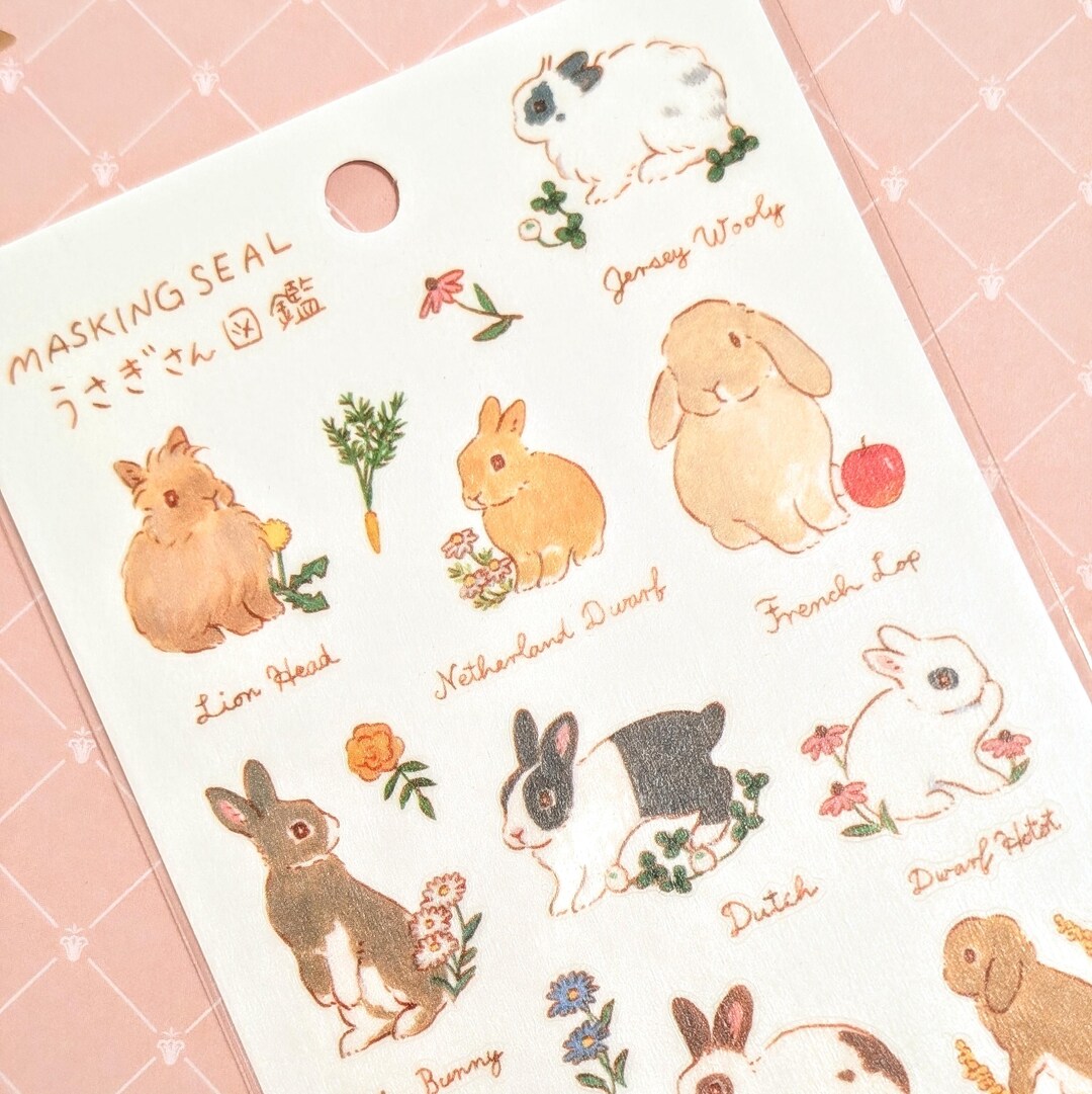 Rabbit Sticker Sheet | Washi | From Japan | ACTIVE | Easter Bunny - Etsy
