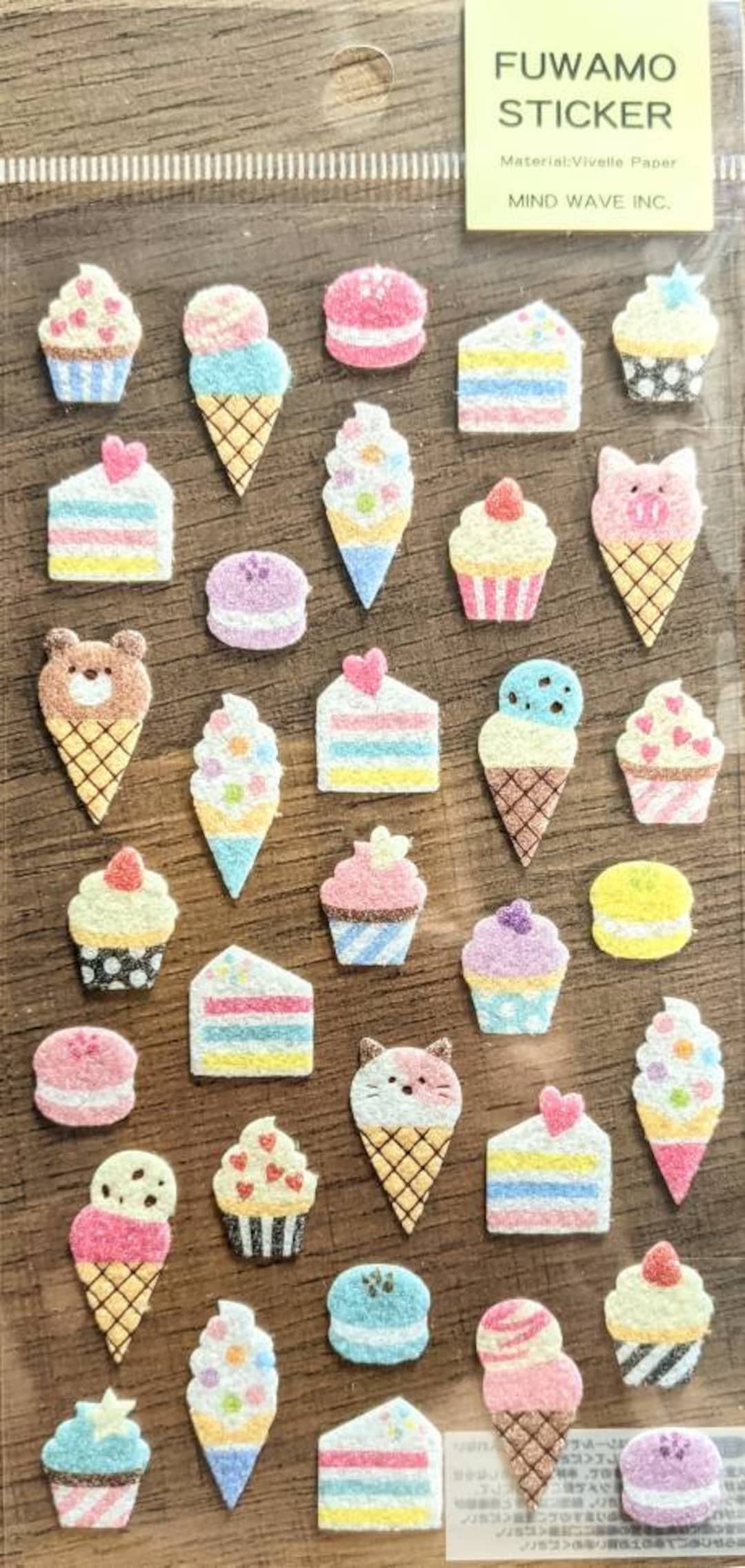 Cupcakes and Ice Cream | Fuzzy Felt Sticker Sheet | MINDWAVE JAPAN ...
