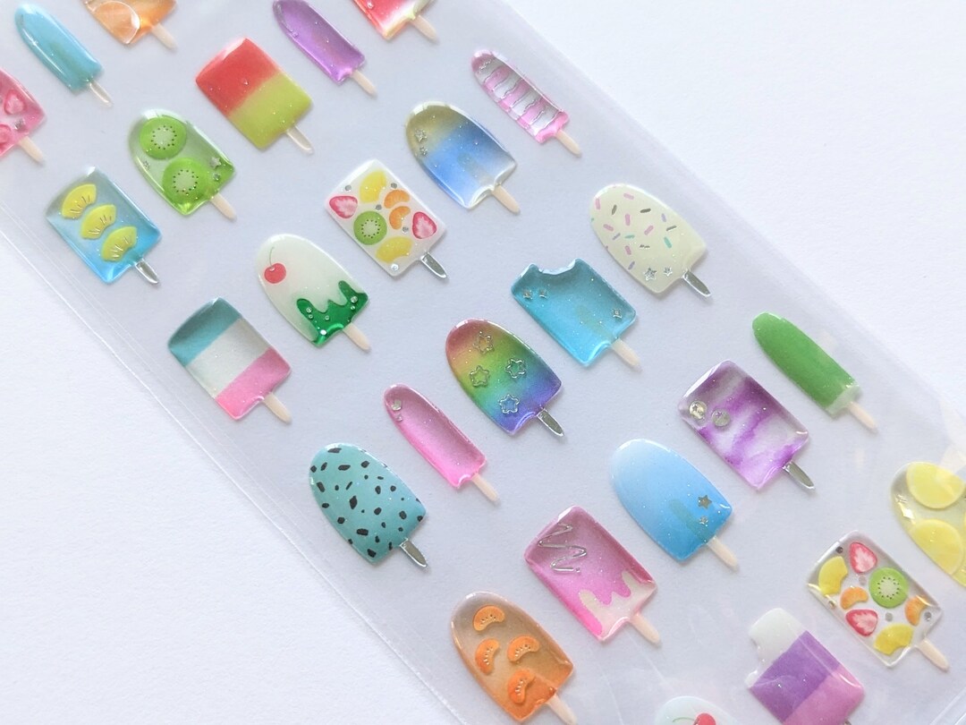 Fun Popsicle Fruit Pops | 3D Resin Stickers | ACTIVE Corp | Gold Foil ...