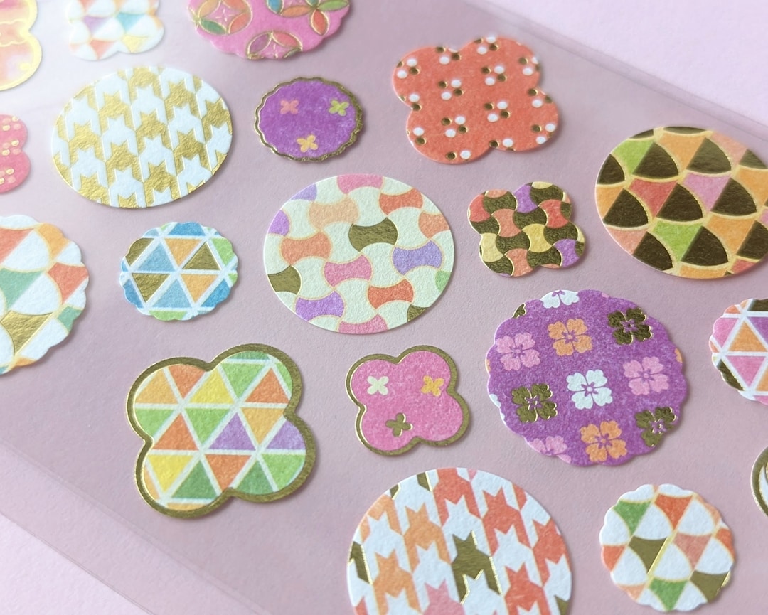 Geometric Seals Gold Foil Sticker Sheet Delicate Japanese - Etsy
