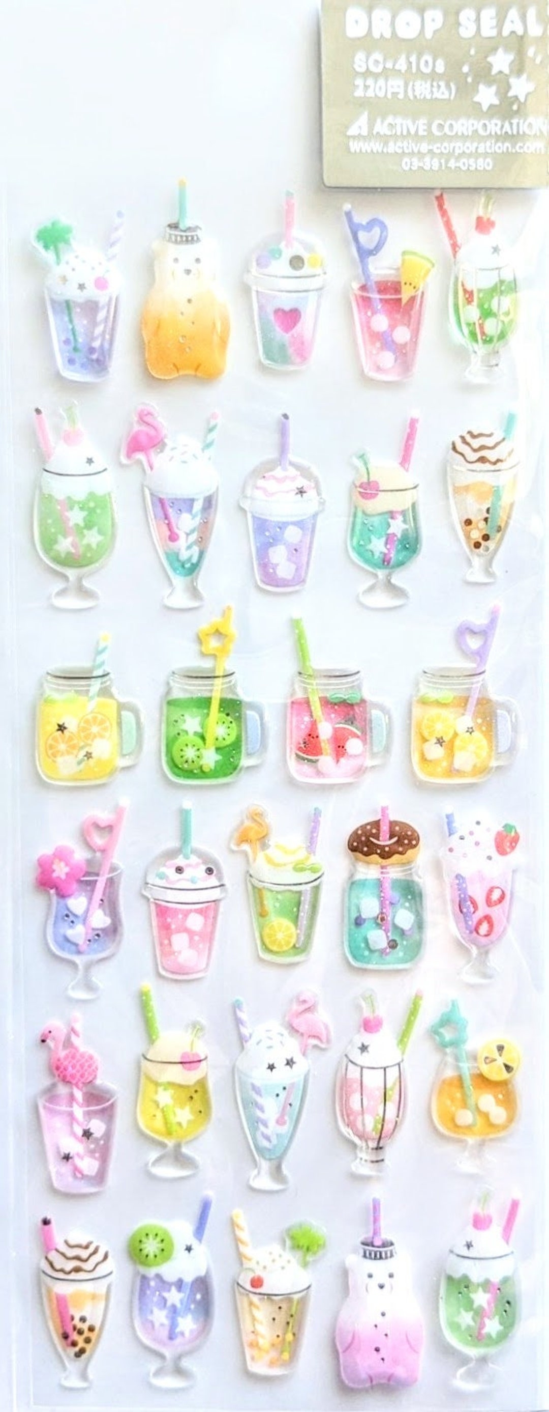 Fun Iced Drinks - Resin Sticker Sheet - Delicate Japanese Esthetic ...