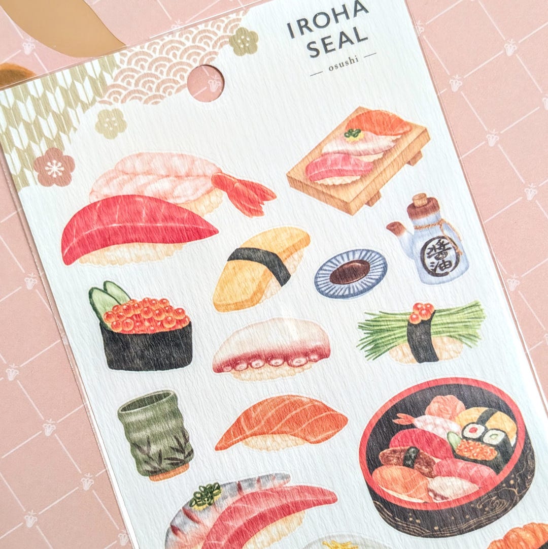 Nigiri Sushi | Japanese Meal | Sticker Sheet | Textured Japanese Paper ...