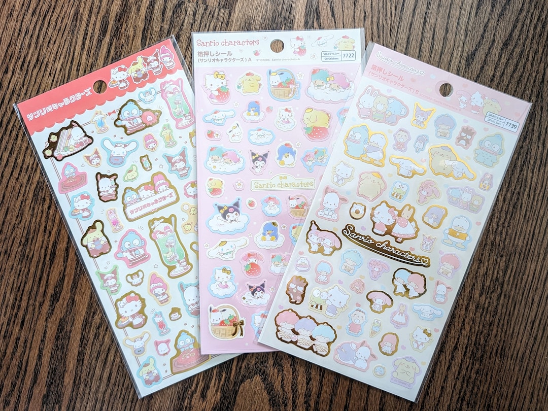 Hello Kitty Sanrio Characters Large Sticker Sheet - Gold Borders - Etsy