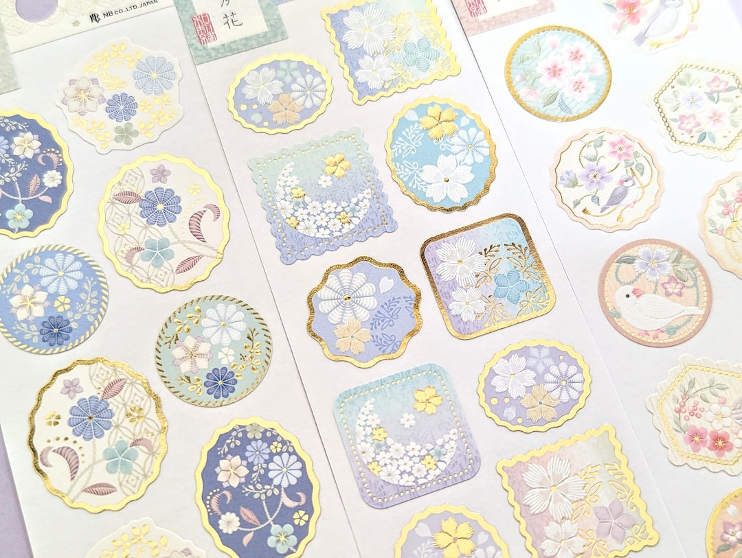 Embossed Seals Gold Foil - Sticker Sheet- Delicate Japanese Washi ...