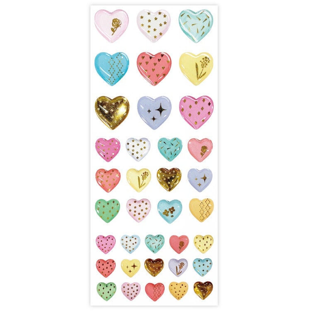 Hearts Love You | 3D Resin Stickers | ACTIVE Corp | Gold Foil With ...