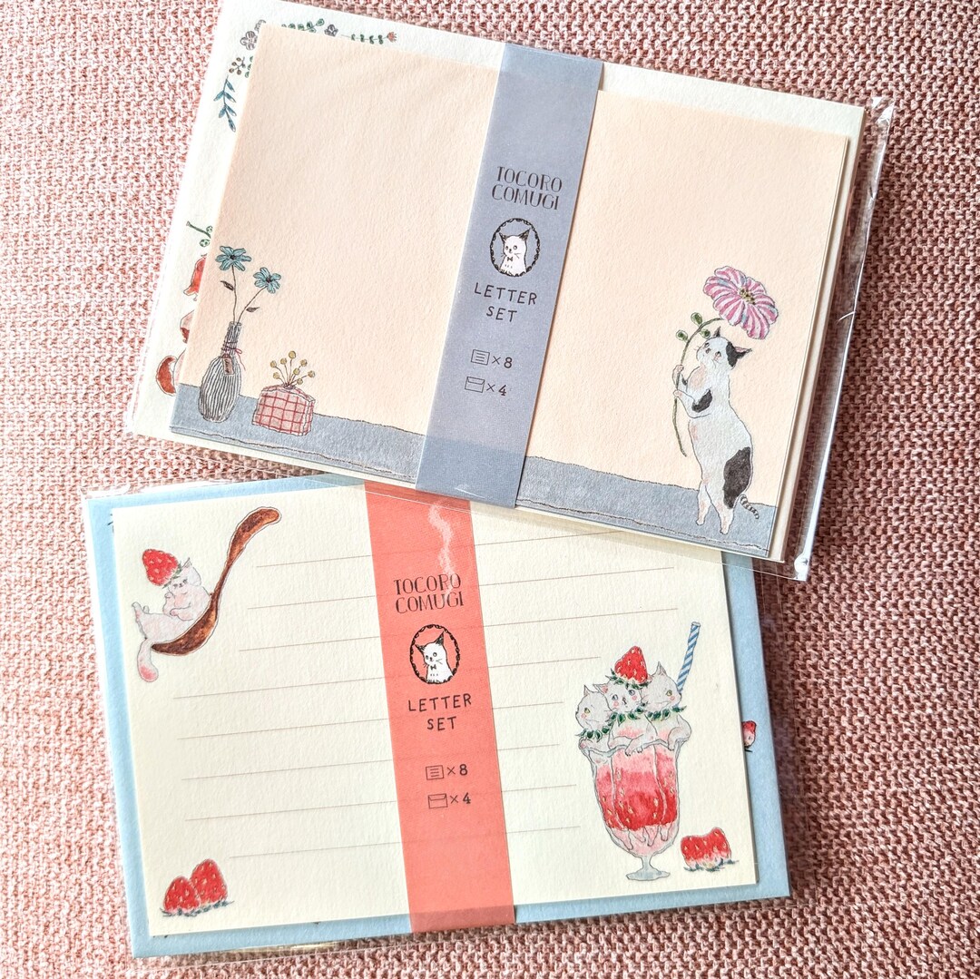 Tocorocomugi Cat Letter Set | Pick 1 | ACTIVE | Softly Textured | Die Cut | Artist Strawberry ...