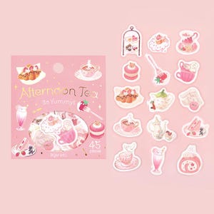 Afternoon Tea | 1 or 4 Pcs Set | BGM | Washi Paper Sticker Sack | Gold ...