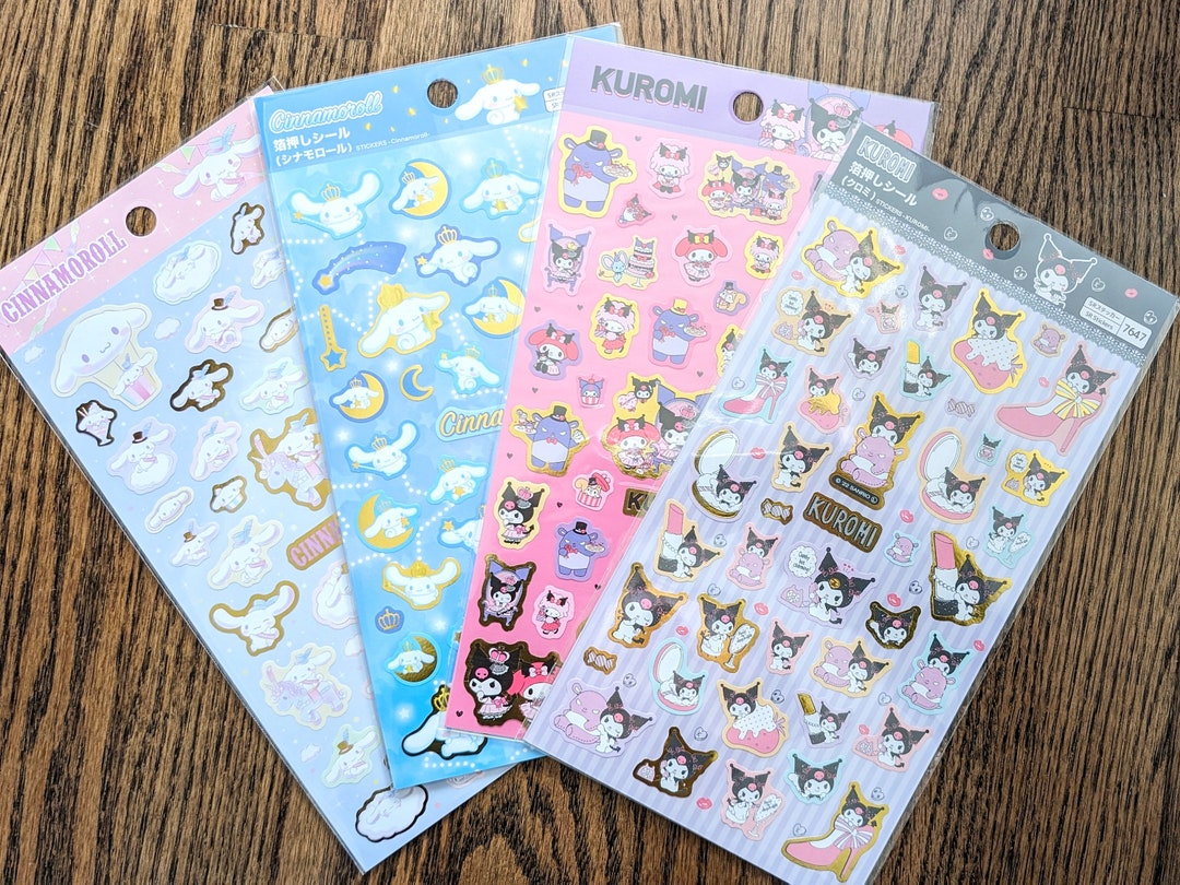 Cinnamoroll Kuromi Sanrio Characters Large Sticker Sheet Gold Borders ...