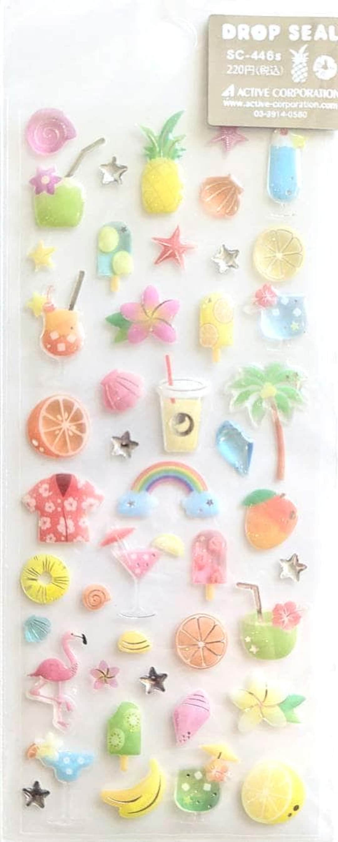 Tropical Summer| 3D Resin Stickers | ACTIVE Corp | Gold Foil With ...