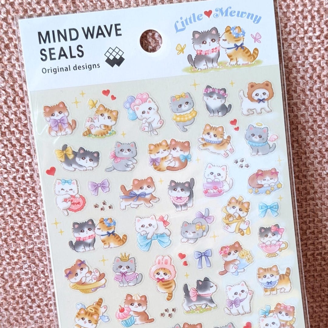 Little Meowy Cat Stickers | MINDWAVE JAPAN | Sticker Sheet Journaling ...