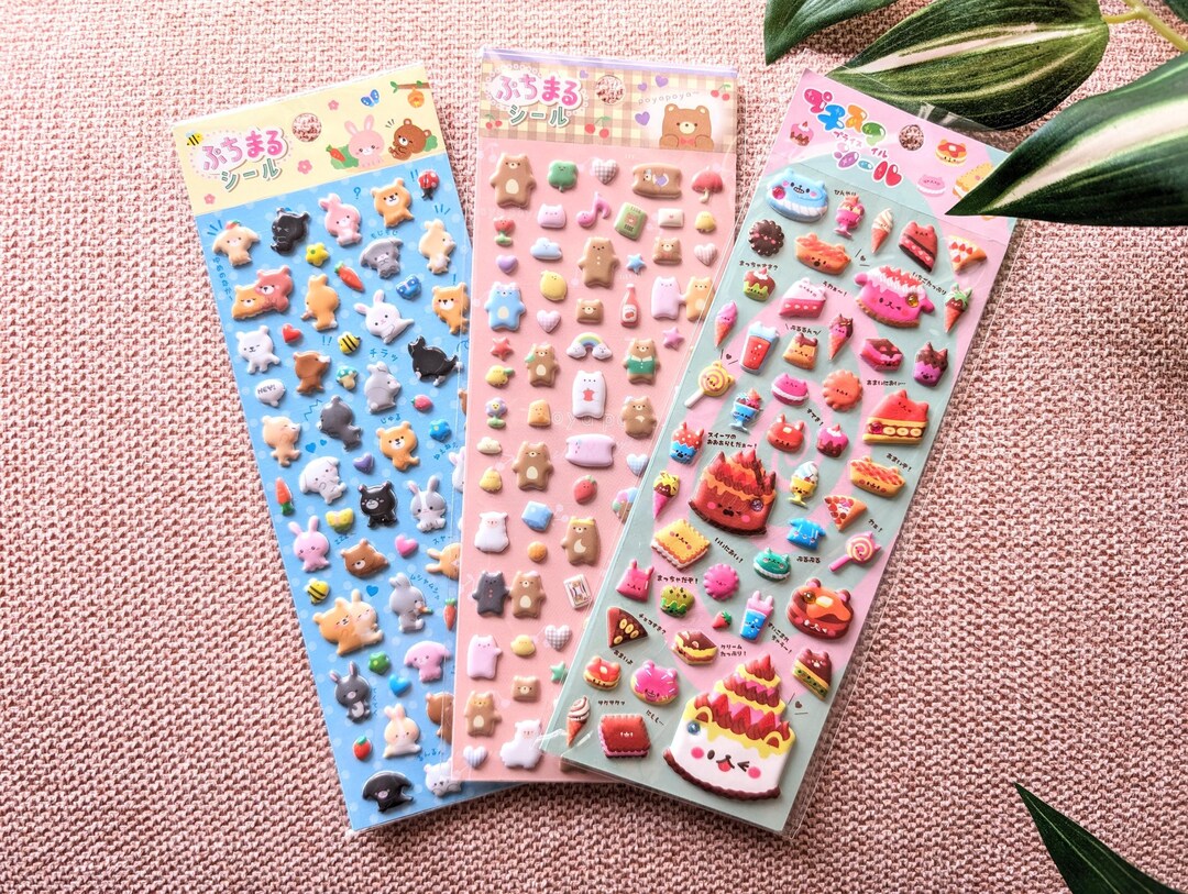 Animals Dessert | Squishy 3D Sticker Sheet | Japanese Kawaii | for ...