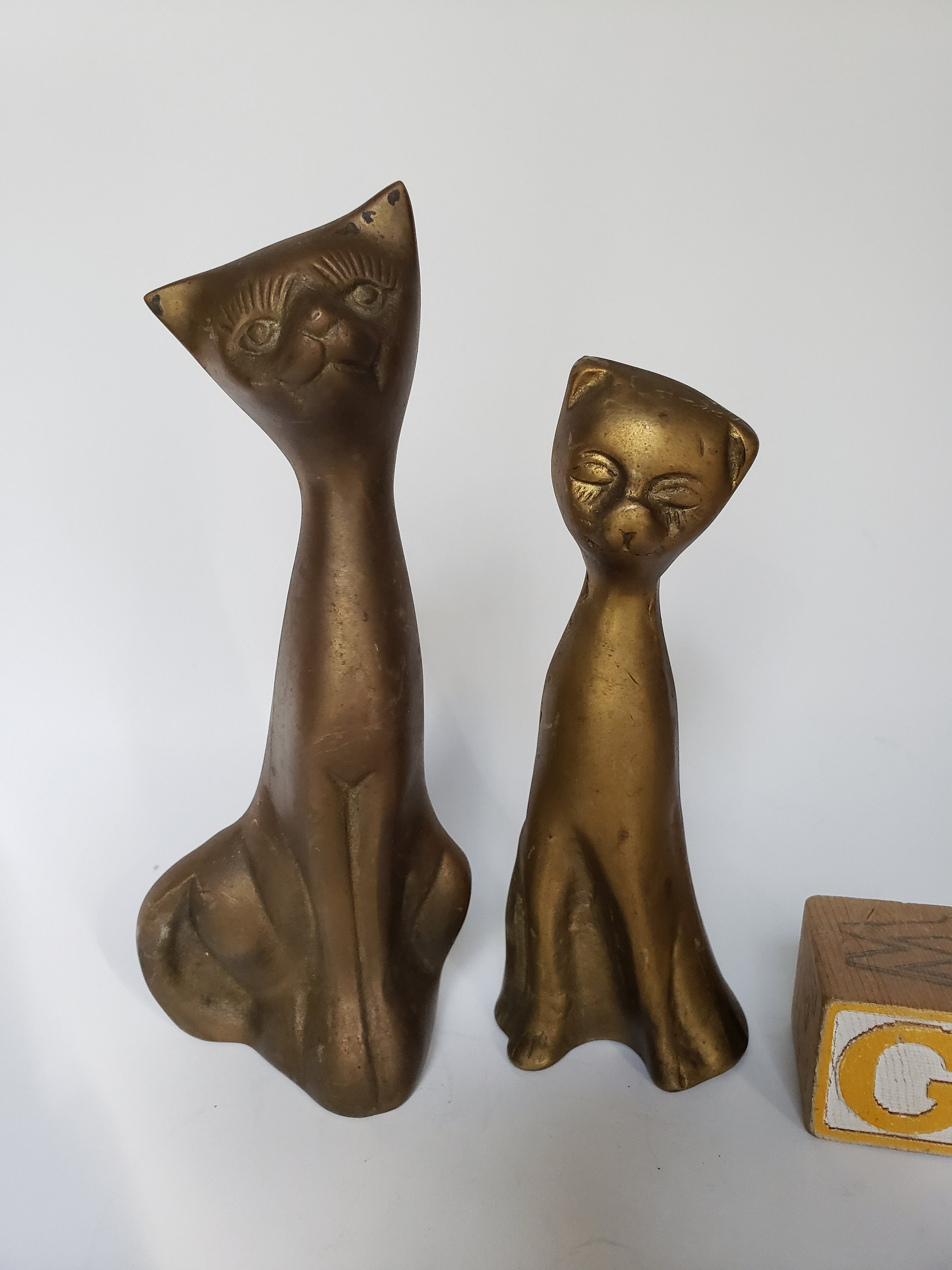 Vintage Brass Cat Figurines - Etsy
