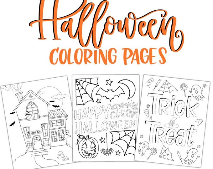 Digital Halloween Coloring Pages Printable - Etsy