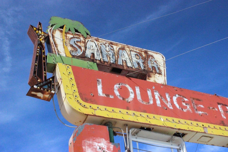 Sahara Lounge, Vintage Sign, Color Photograph, Fine Art, Photo, Antique ...