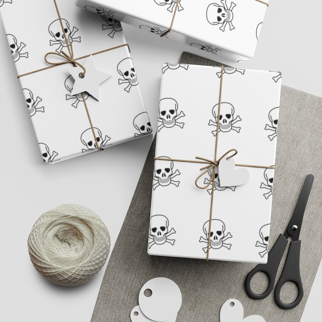 Skull Wrapping Paper Halloween Gift Wrap, Edgy Rock & Punk Gift Wrap ...