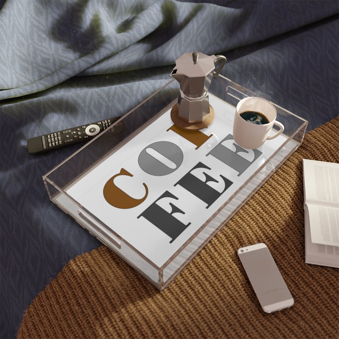 Coffee Acrylic Tray – Modern Coffee Bar Decor, Clear Serving Tray ...