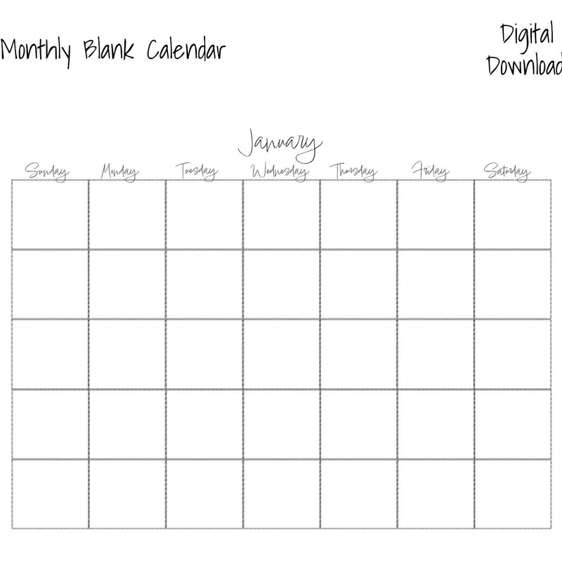 Blank Calendar Pdf - Etsy