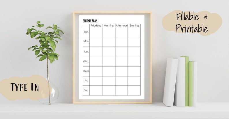 Minimalist Weekly Planner | Printable PDF Schedule (digital Download ...
