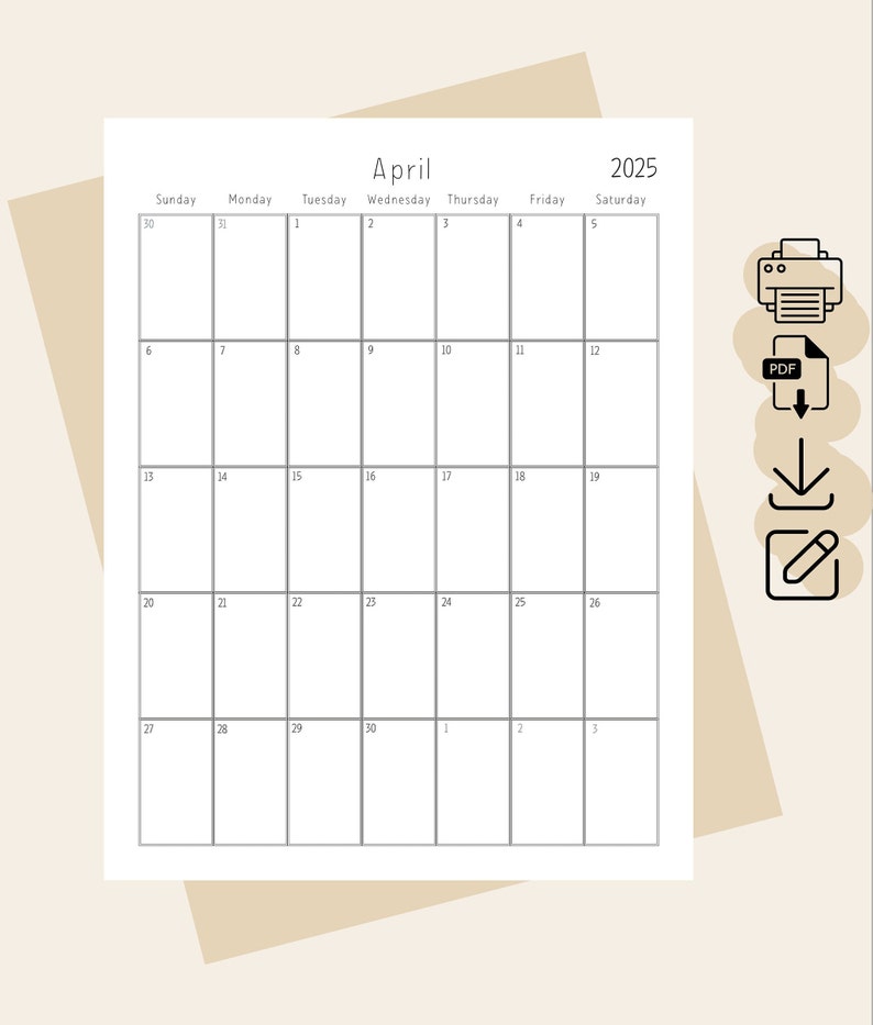 2025 Calendar Editable | Simple Fillable Calendar Planner | Minimal PDF ...