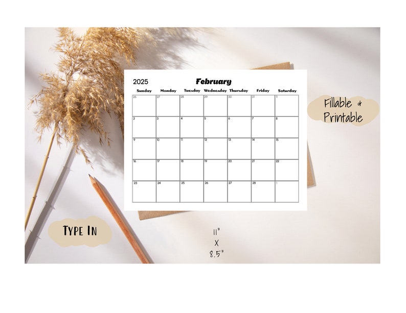 2025 Calendar Editable | Simple Fillable Calendar Planner | Minimal PDF ...
