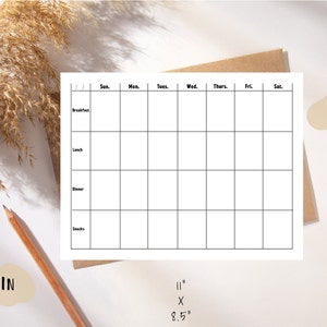 Weekly Meal Planner Printable | Editable Fill-in Menu (digital Download ...
