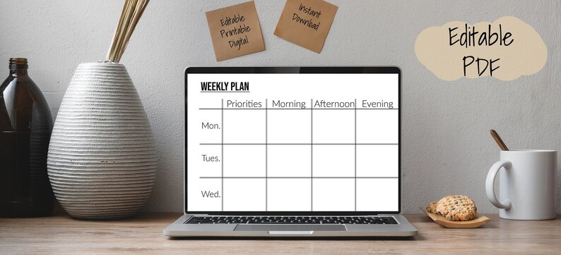 Weekly Planner Editable Printable Schedule Fillable PDF Template Weekly ...
