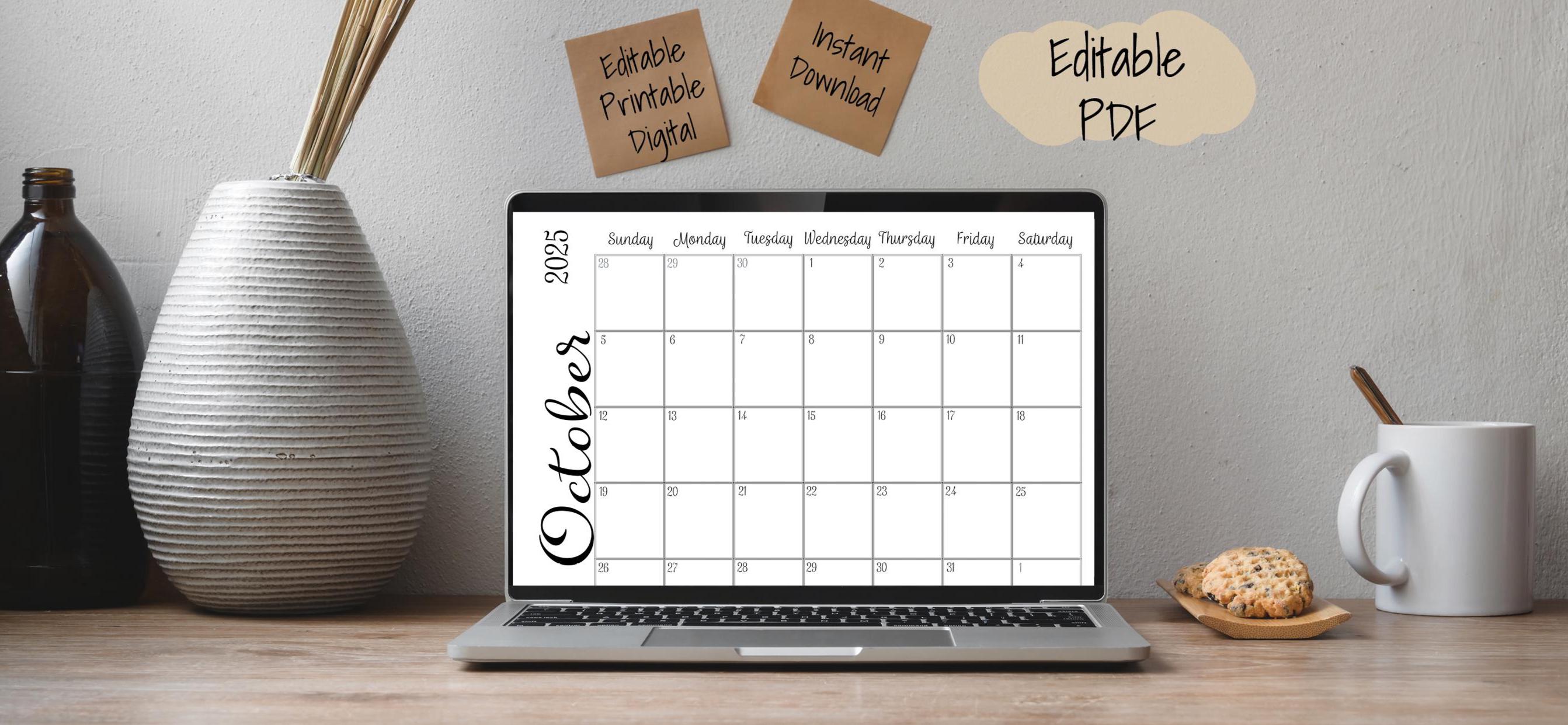 Academic School Calendar 2025 2026 Editable | Simple Fillable Calendar ...