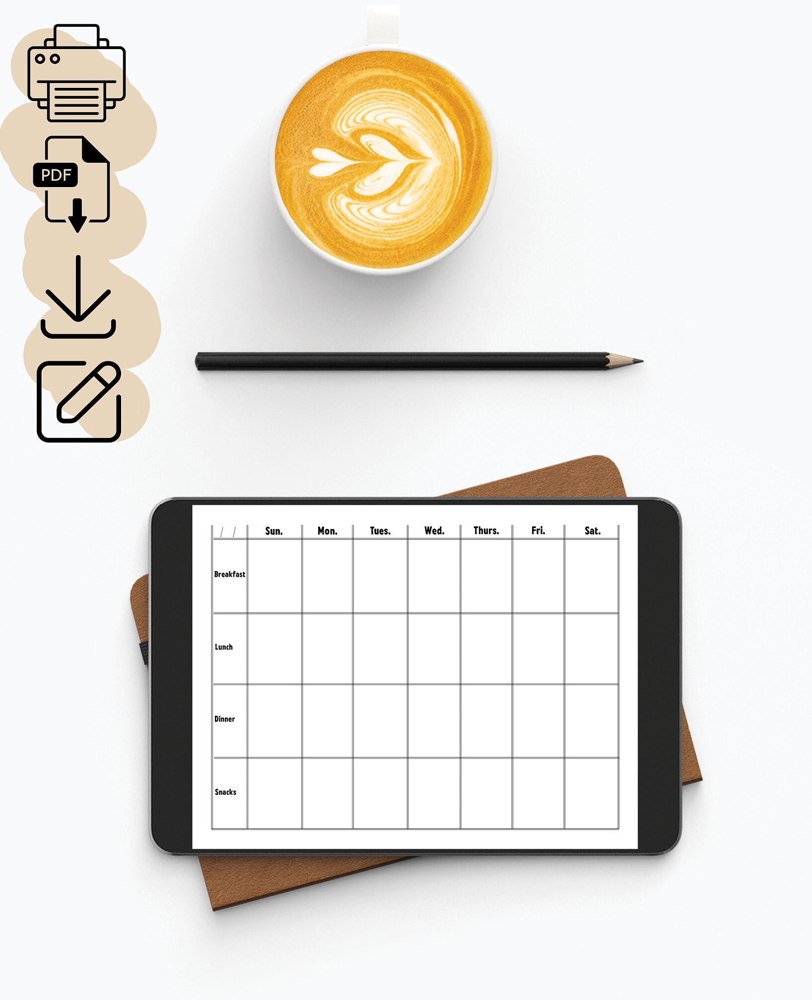 Weekly Meal Planner Printable | Editable Fill-in Menu (digital Download ...