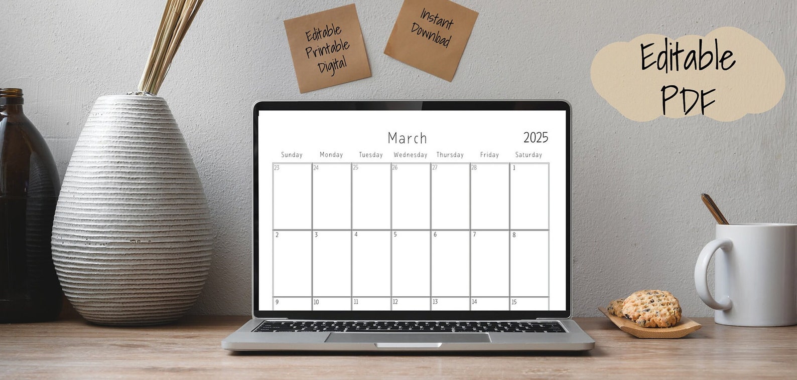 2025 Calendar Editable | Simple Fillable Calendar Planner | Minimal PDF ...