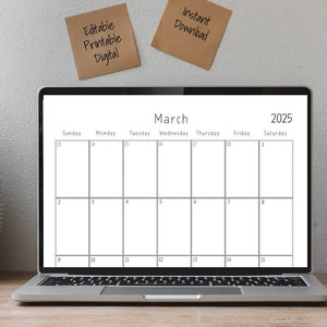 2025 Calendar Editable | Simple Fillable Calendar Planner | Minimal PDF ...