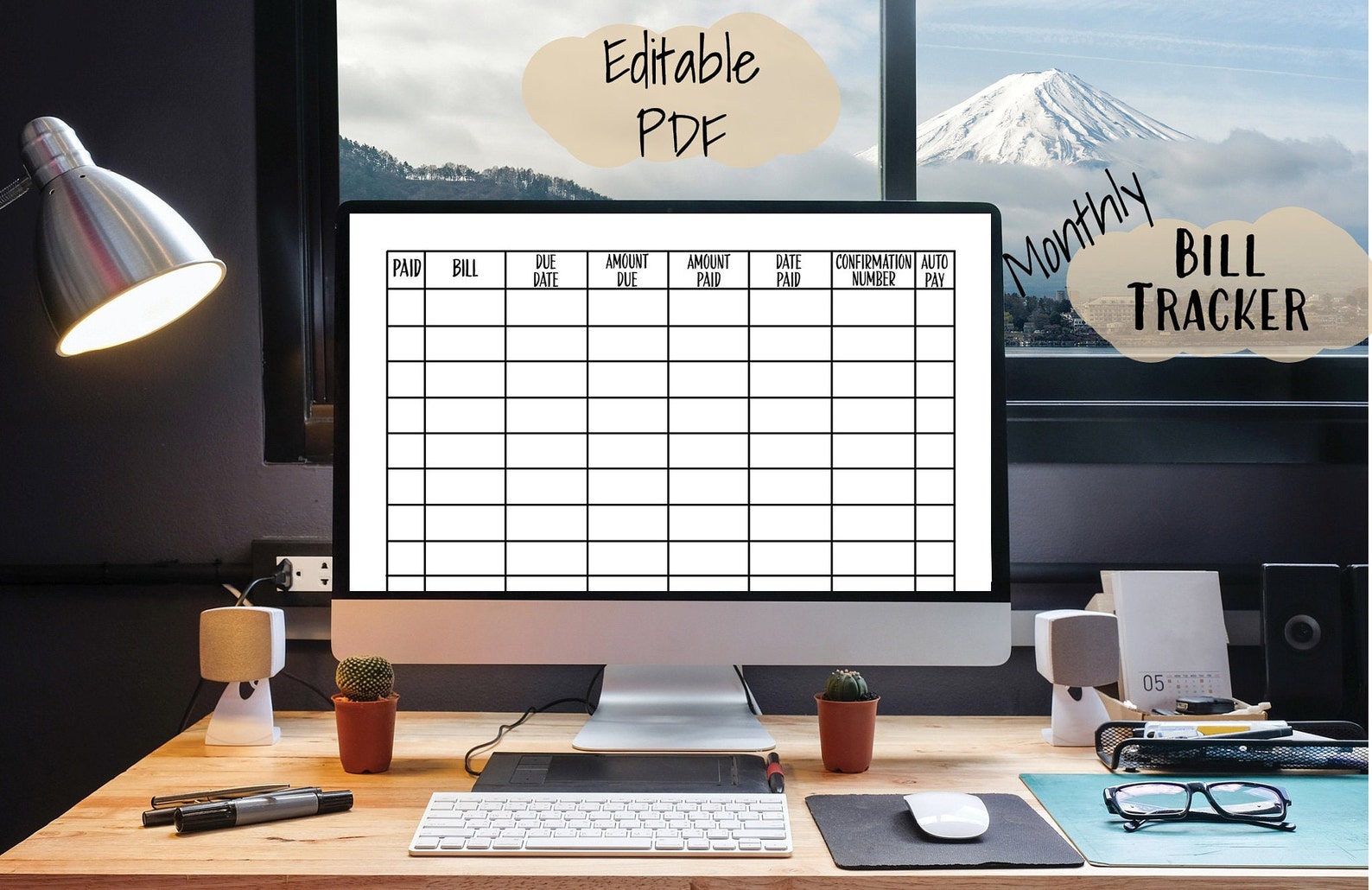 Bill Tracker Editable Monthly | Digital Printable PDF | Simple Bill ...