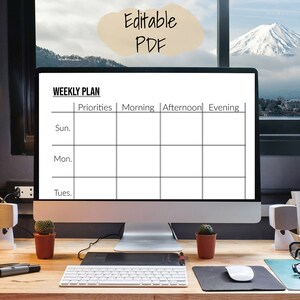 Weekly Planner Editable | Printable Schedule | Fillable PDF Template ...