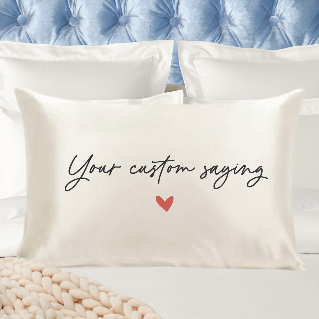 Silky Satin Custom Words Pillow, Hair Protective Pillowcase, Customized ...