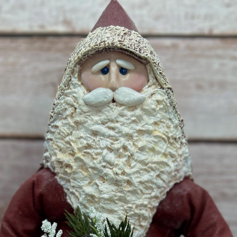Handmade Santa Claus Figurine: Barn Red Coat, Folk Art Decor, 16" - Etsy