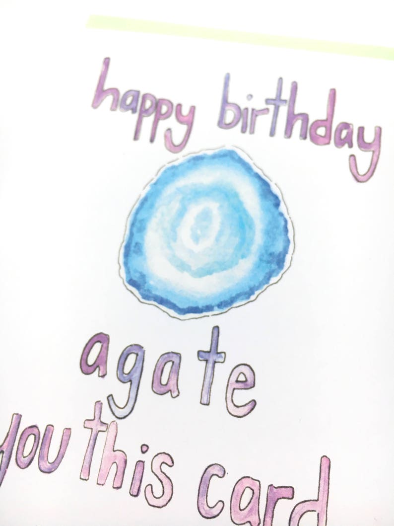 Blue Agate Watercolor Birthday Card Gemstone Watercolor - Etsy