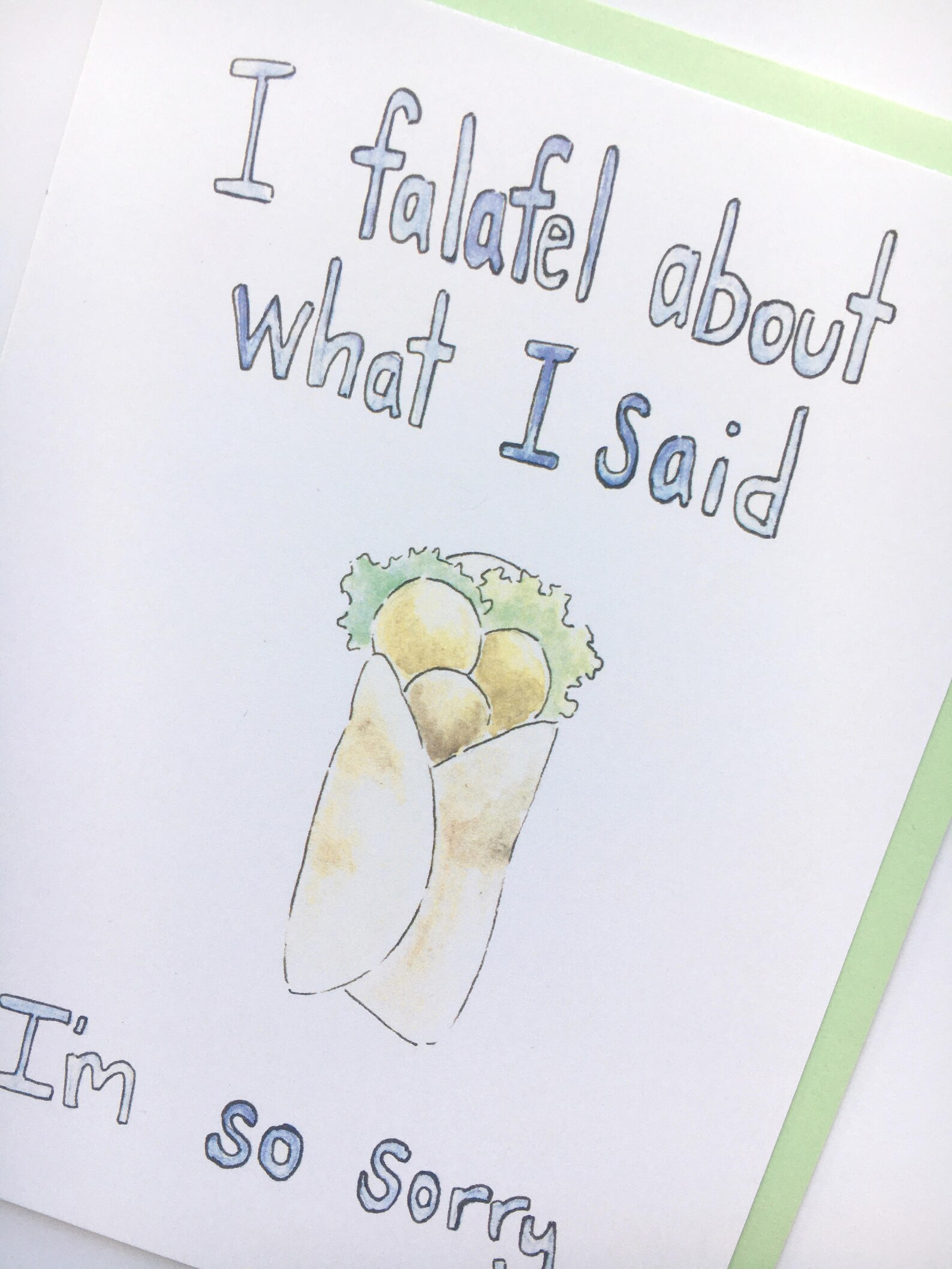 Apology Card Forgiveness Notecard Falafel Pun Funny Sorry - Etsy