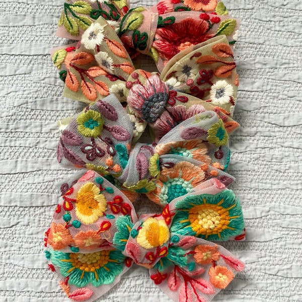 Embroidered Bow - Etsy