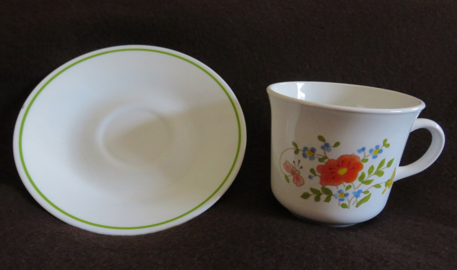 Cup Saucer Corelle WILDFLOWER Corning Dishes Coffee Tea - Etsy