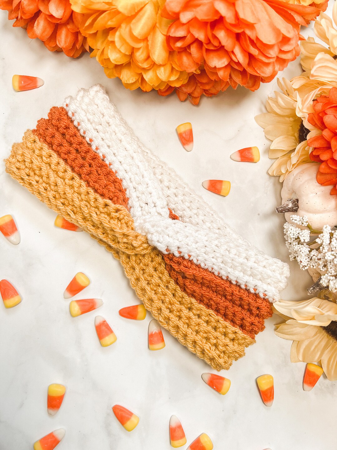 Twisted Crochet Headband Pattern- Candy Corn Crochet Headband- Crochet ...