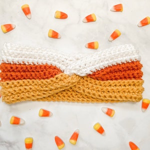 Twisted Crochet Headband Pattern- Candy Corn Crochet Headband- Crochet ...