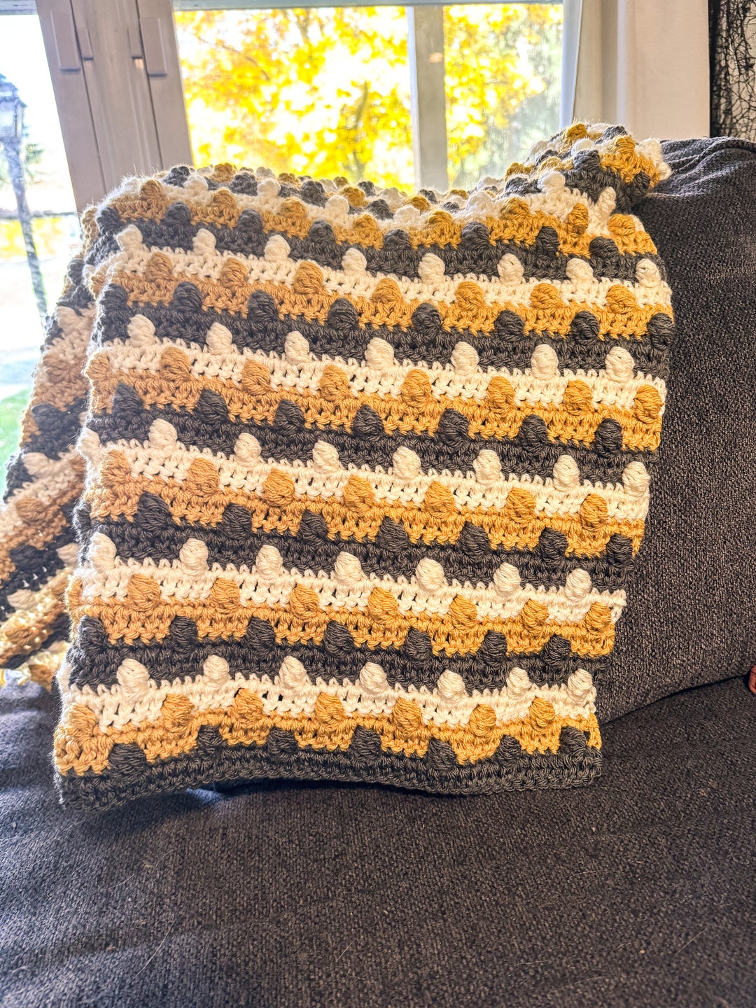 Crochet Baby Blanket Pattern- 3 Color Crochet Blanket- Striped Crochet ...