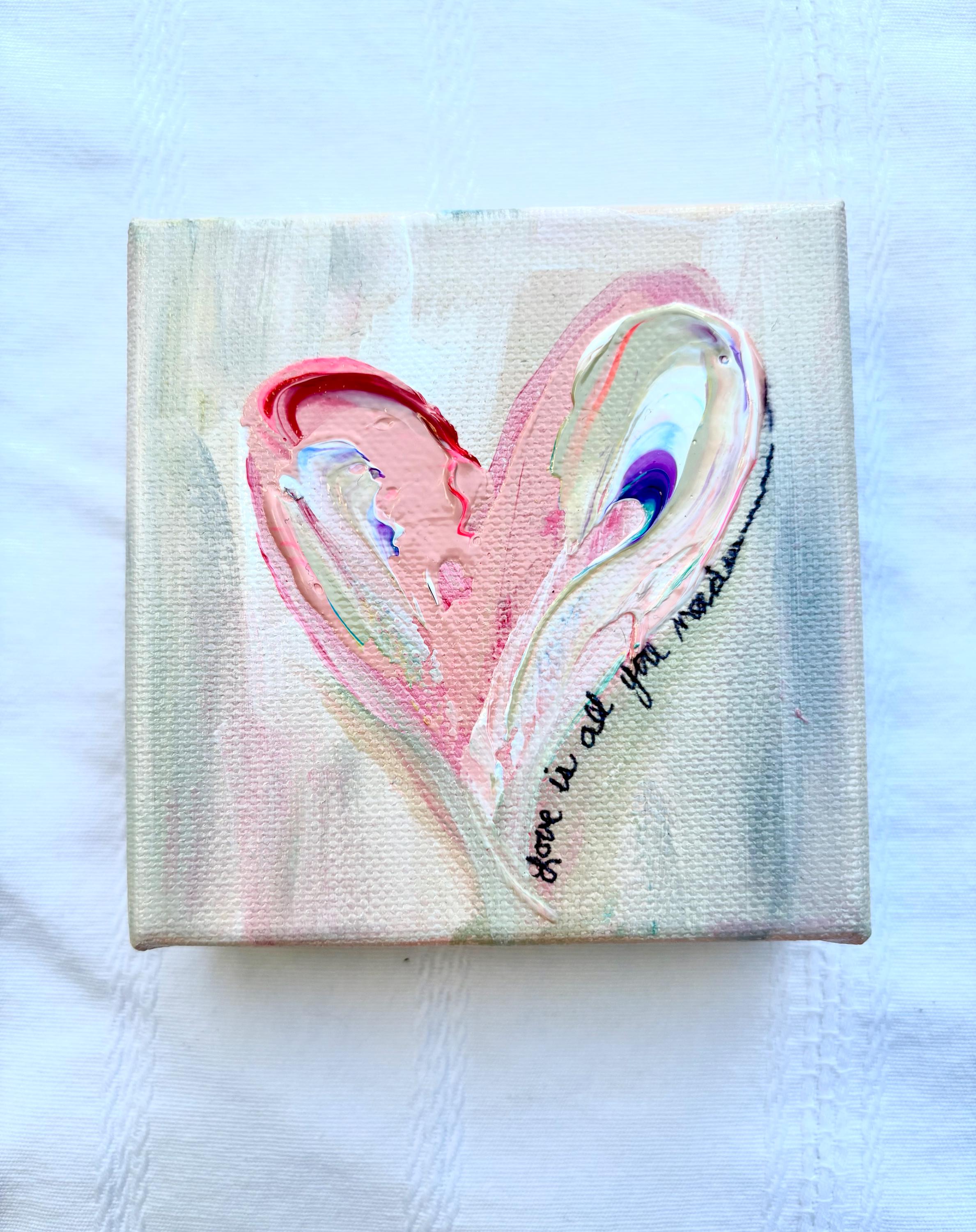 Heart Painting: 4x4 Chunky Abstract Canvas - 'love is All You Need' - Etsy