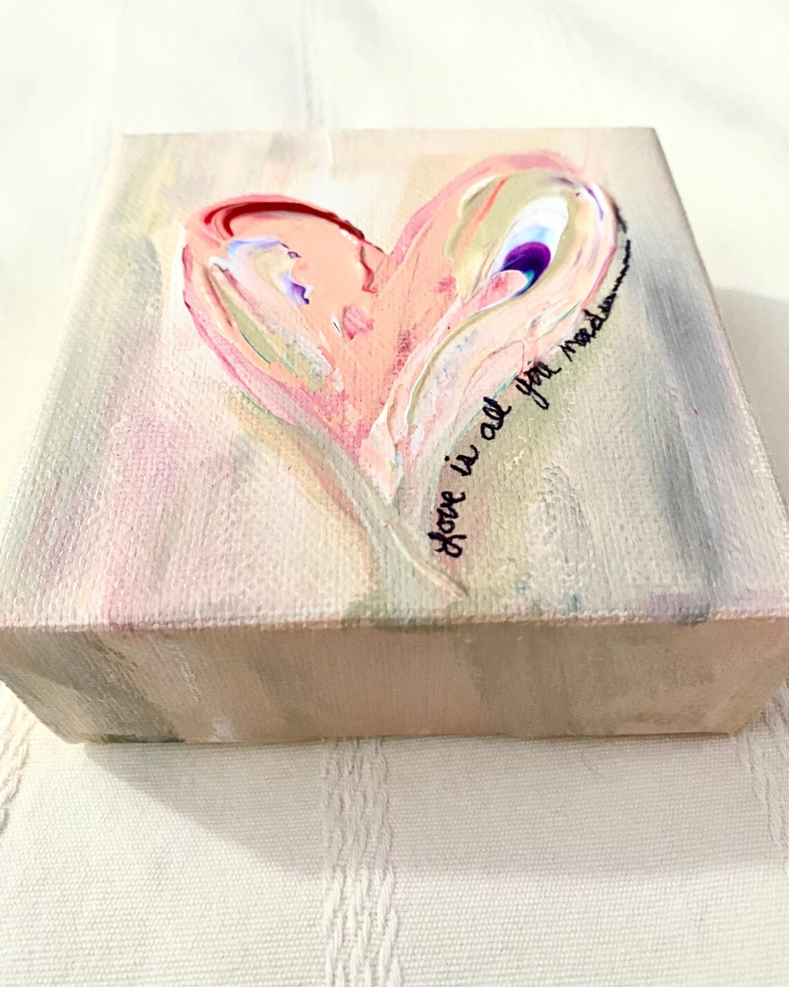 Heart Painting: 4x4 Chunky Abstract Canvas - 'love is All You Need' - Etsy