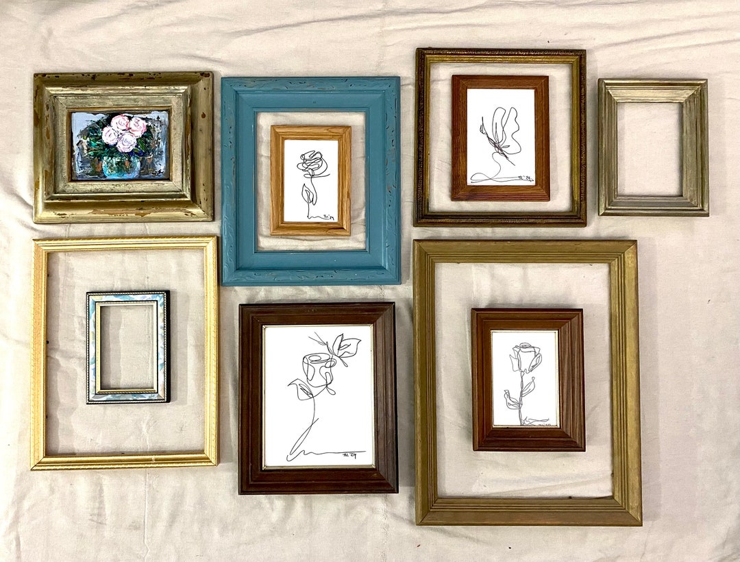Vintage Set of Frames, Eleven Wood and Metal Toned Assorted Vintage and ...