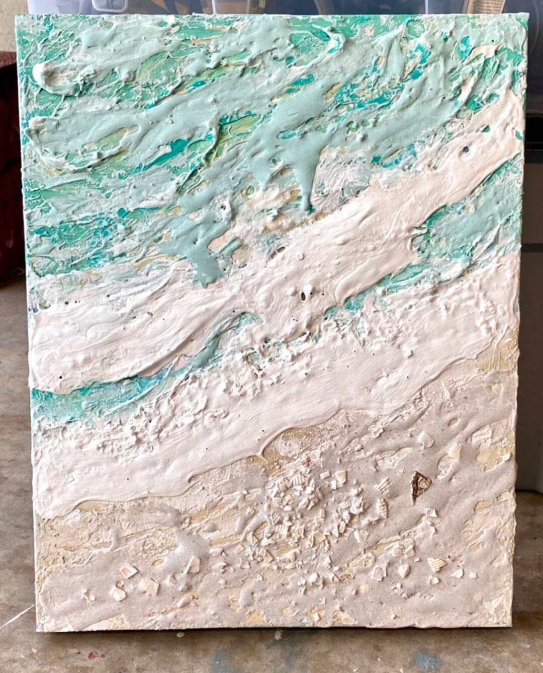 Textured Beach Shore Painting Mixed Media Beach Painting - Etsy