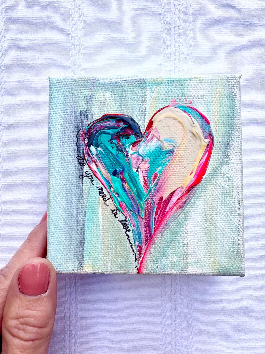 All You Need is Love, Heart Painting, 4x4 Chunky Canvas, Abstract ...