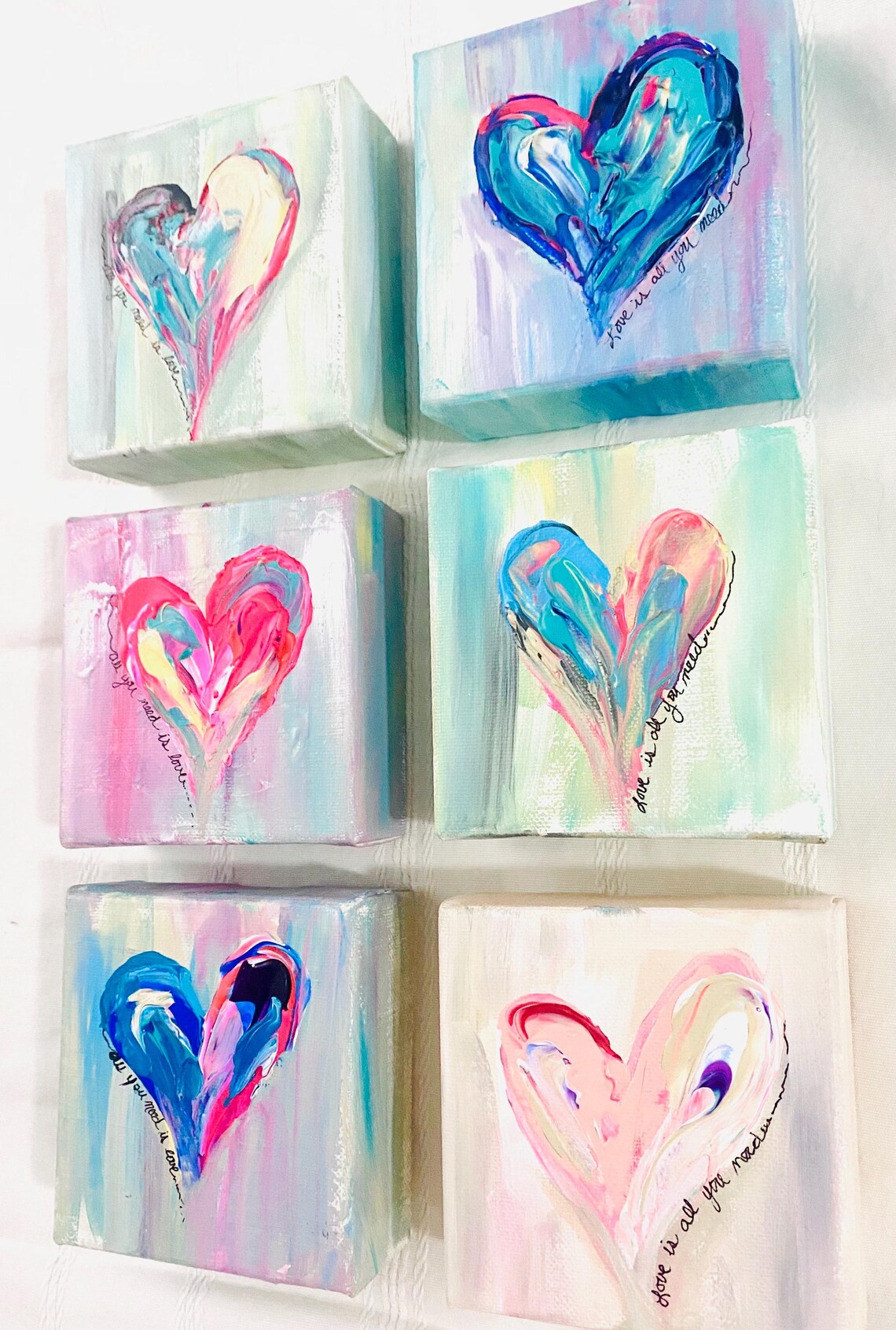 Heart Painting: 4x4 Chunky Abstract Canvas - 'love is All You Need' - Etsy